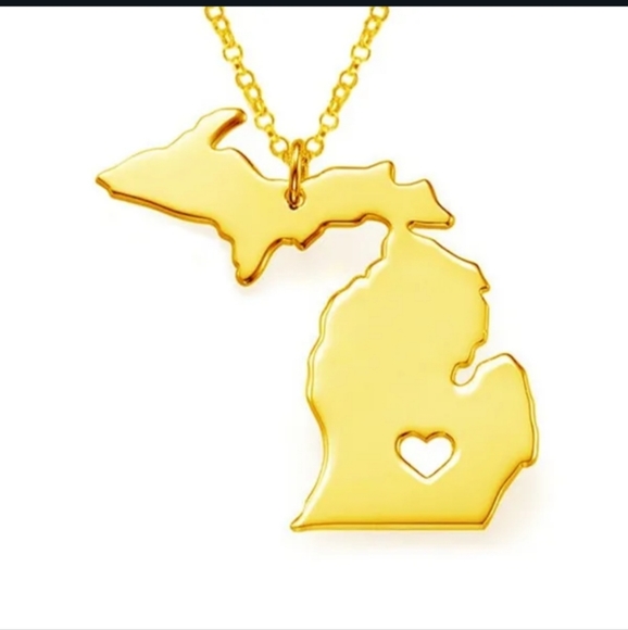 Jewelry | Back In Stockso Cute Michigan Necklace In Gold | Poshmark